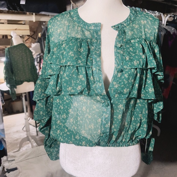 lotus&lavender | Tops | Lotus Lavender Silky Pleated Designer Green Top ...